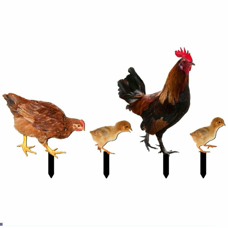4 шт. кормушка для кур на солнечной энергии, садовая декорация, уличные украшения для патио и двора, петух и курица 30X17.7CM