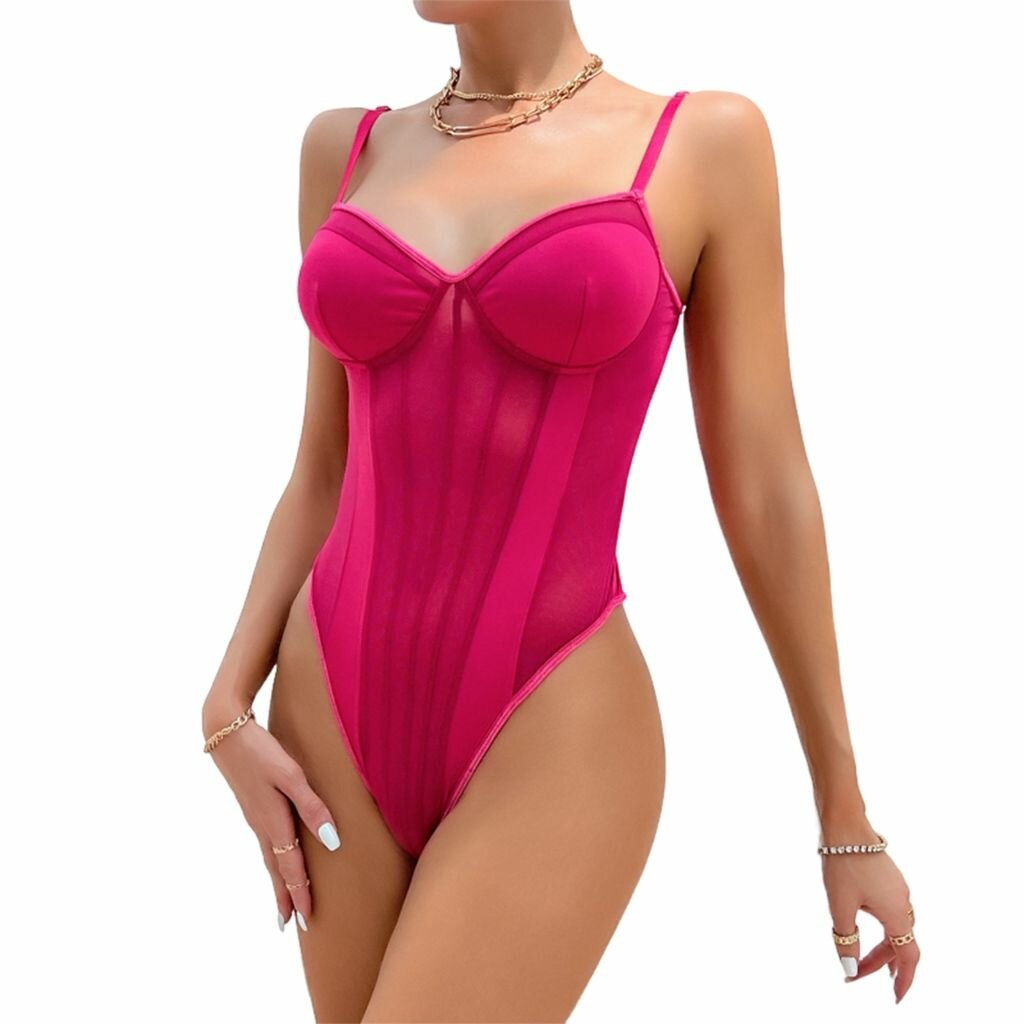 Женское боди на тонких бретельках, топ из прозрачной сетки, цельные кофточки без рукавов, комбинезон-трико