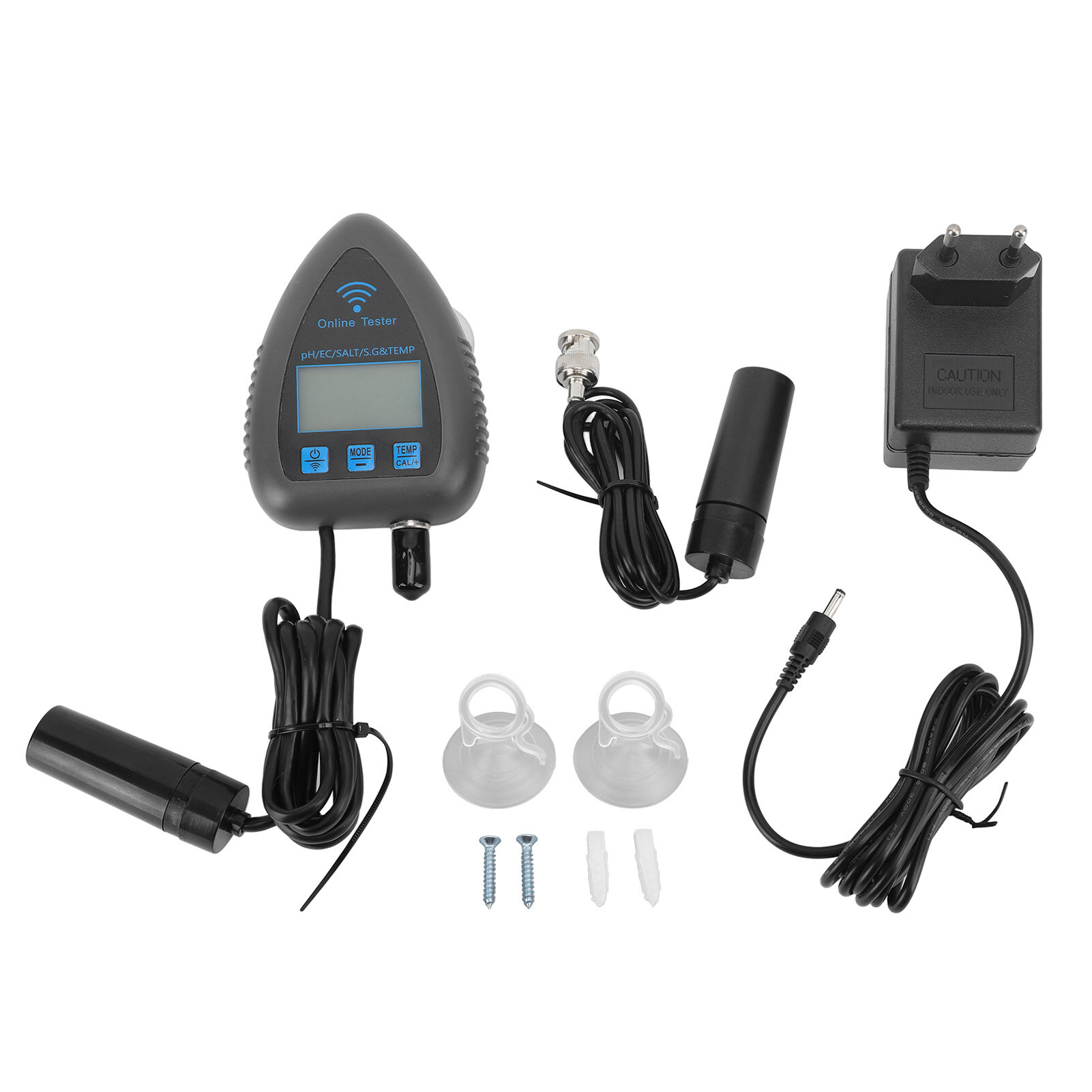 Измеритель pH, температуры и качества воды 5 в 1, беспроводной WiFi-монитор, тестер pH, электропроводности, соли, удельной плотности, для точного онлайн-анализа воды, вилка ЕС 230 В