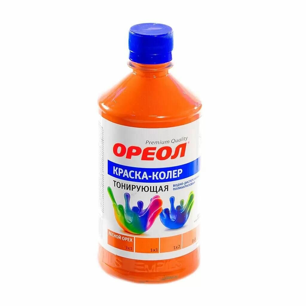 Колер-краска Ореол тонирующая, полиакриловая, цвет Лесной орех, 725 г