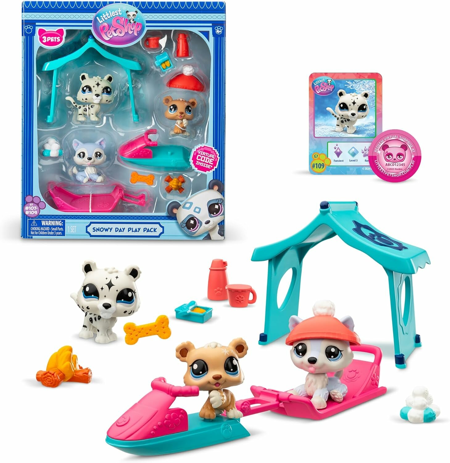 Игровой набор Littlest Pet Shop - Snowy Day Play Pack - LPS Gen 7, Authentic Mystery Figures, Collectible Kidult Toy