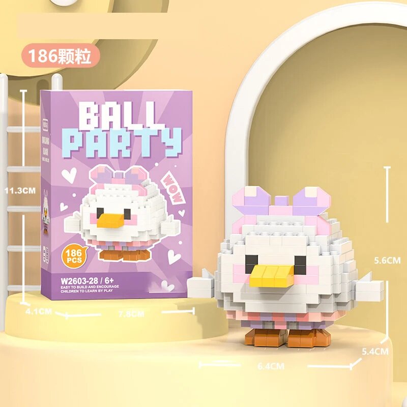 Конструктор пингвина, микрокирпичи, игрушки для детей от 7 до 10 лет, набор для строительства кошек и собак для девочек и взрослых, строительный блок с оленями 603-28-186pcs-no box