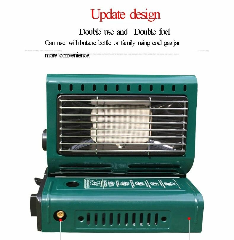 Переносной газовый нагреватель, мощность 1,3 кВт, зеленый.