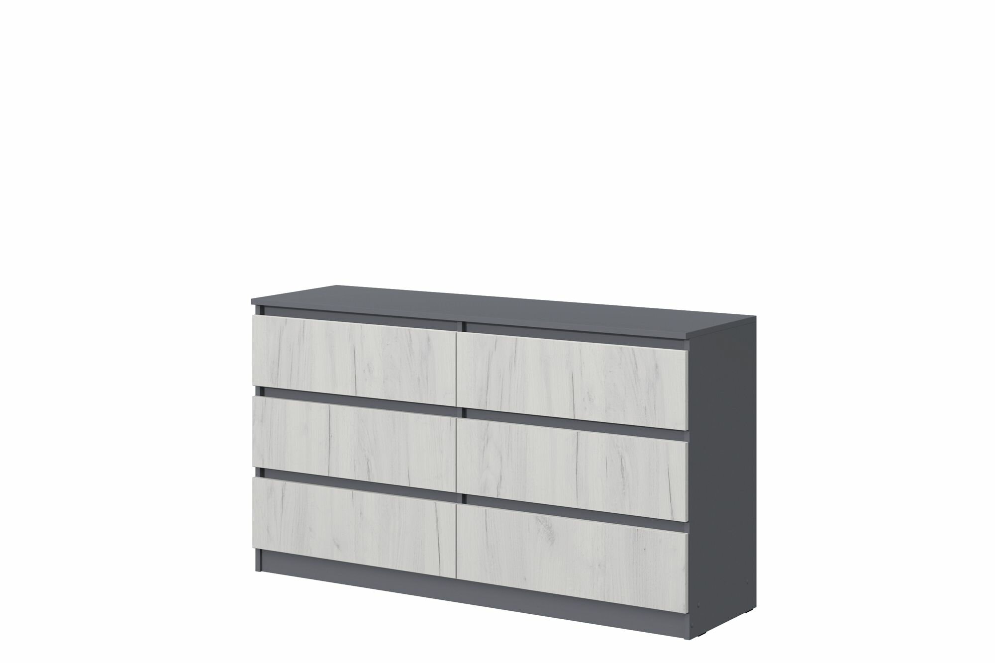 Комод №5 "Соната" цвет Графит, Дуб Крафт Белый, ширина 140 см, для спальни, с ящиками, гардеробная