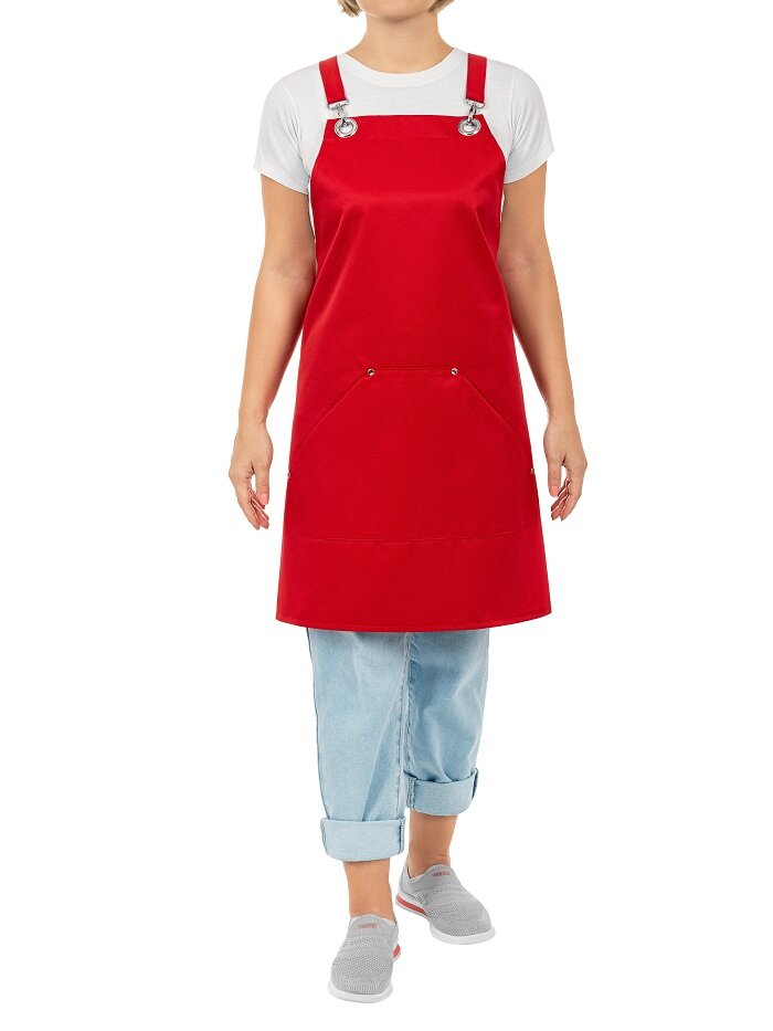 Фартук DECORATOR рабочий с грудкой "Бали", текстиль с водоотталкивающей пропиткой, 75х70 см, красный