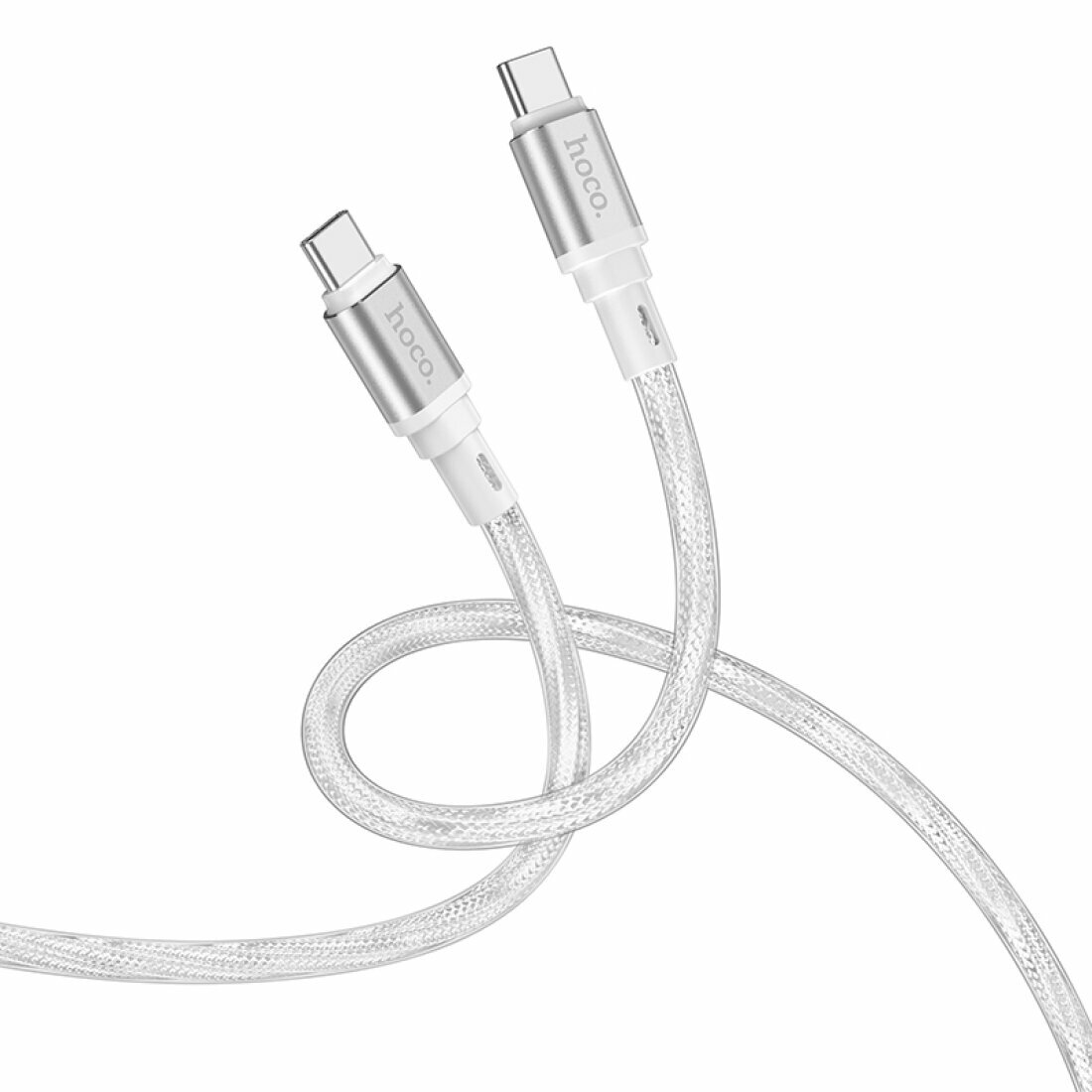 Кабель Type-C на Type-C, HOCO, X98, 1м, силиконовый, 60W, серебряный