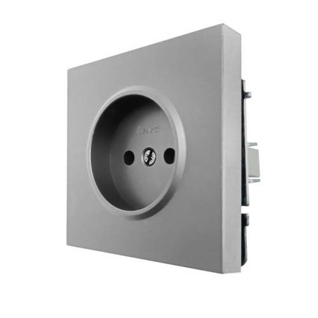 LEZARD Zima розетка 1 пост б/з ПБТ серый матовый для скрытого монтажа в стене