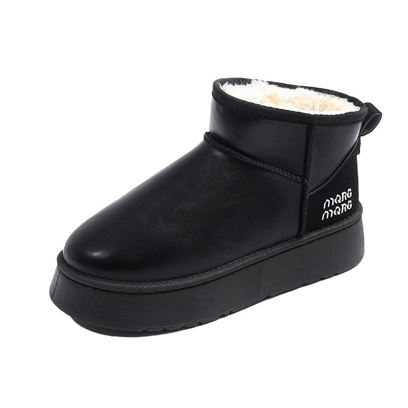 Женские зимние ботинки большого размера на толстой подошве, визуально увеличивающие рост, зимние 2025, новые студенческие ботинки из бархата и утолщенного хлопка, хлопковые ботинки Amazon