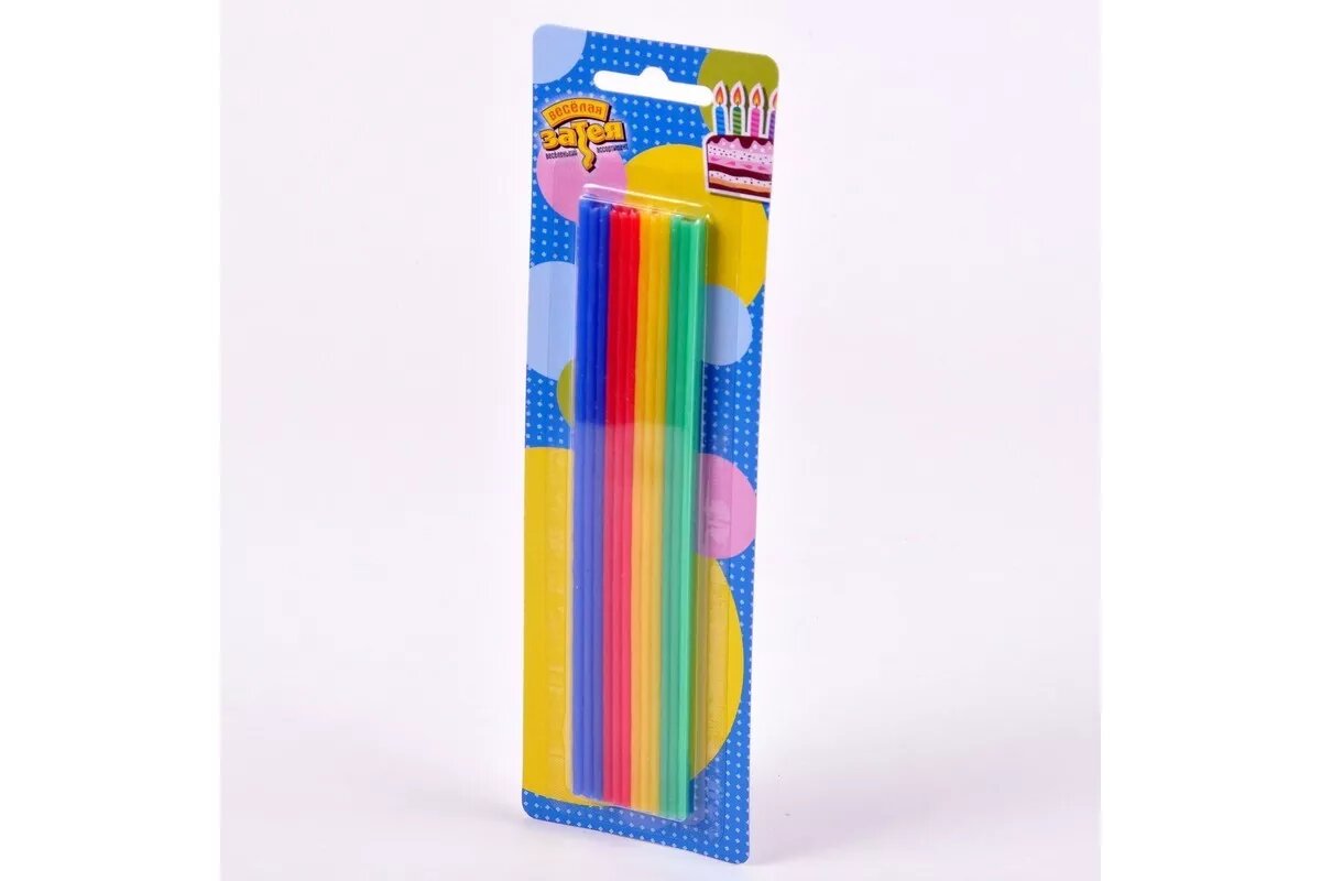 Свечи для торта Веселая Затея "Ассорти", разноцветные, 17 см, 24 шт.