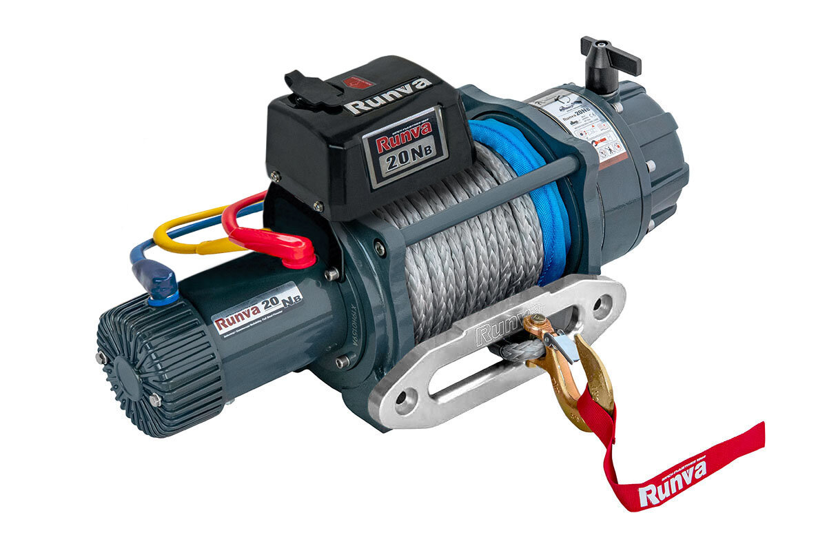 Лебёдка электрическая 24V Runva 20000 lbs влагозащищенная, синтетический трос арт. EWB20000SSR24V