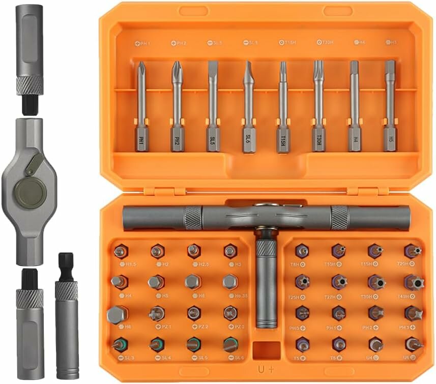 42 в 1 набор магнитной отвертки, 2025 Новый мульти -бит -цыпочка набор отвертков с корпусом хранения, ремонт набор инструментов для домашней мебели компьютер велосипед