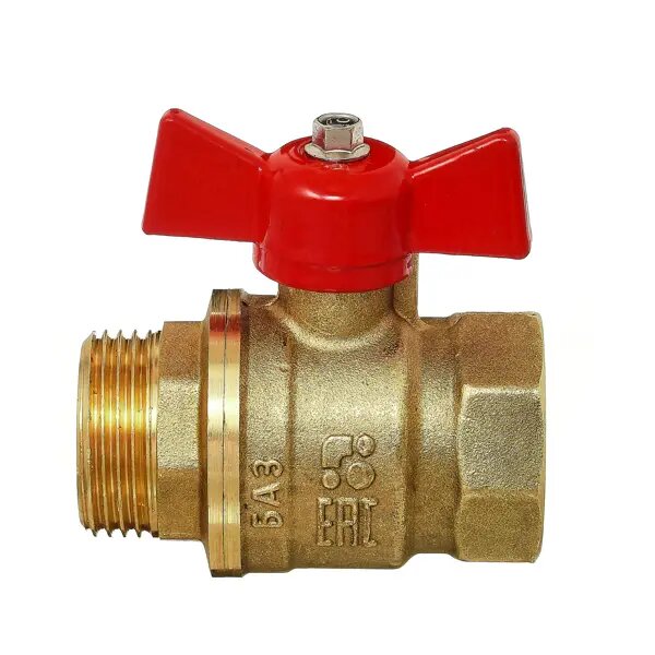Кран шаровой прямой БАЗ DN20 PN40 3/4" латунь ручка бабочка