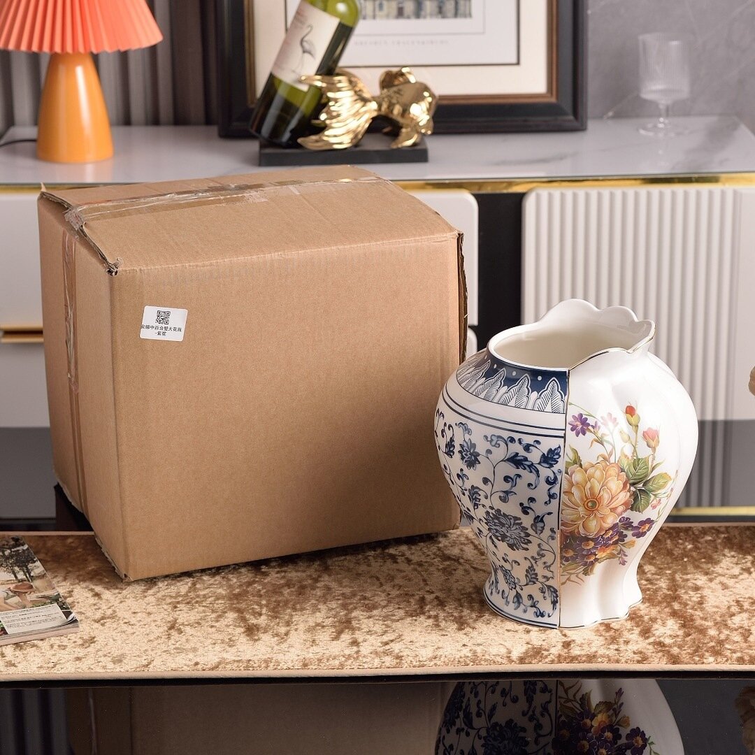 Итальянская мозаичная ваза кинцуги, китайская и западная керамическая ваза для цветочной композиции, креативное украшение для входа, высококачественный обеденный стол для дома