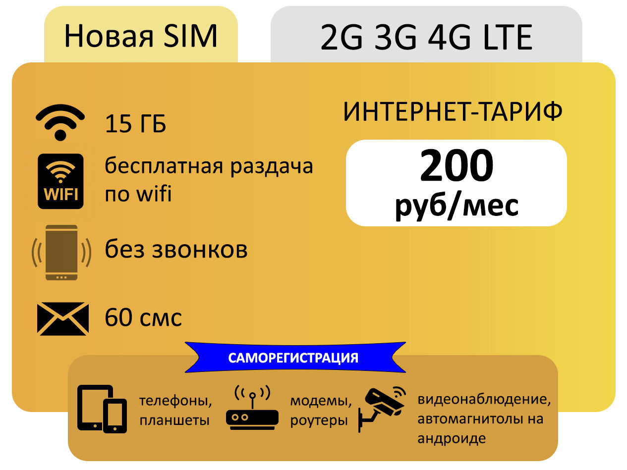 Сим карта для модема от Билайна 15 ГБ АП 200р