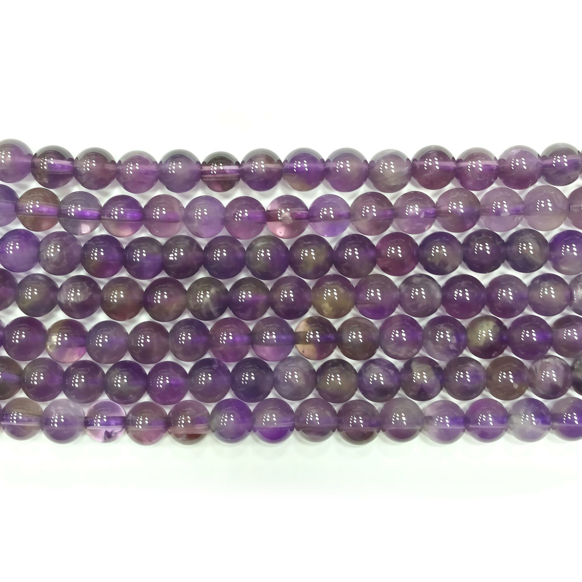 Бусины каменные, аметист, 4-5мм, 43 шт, низка