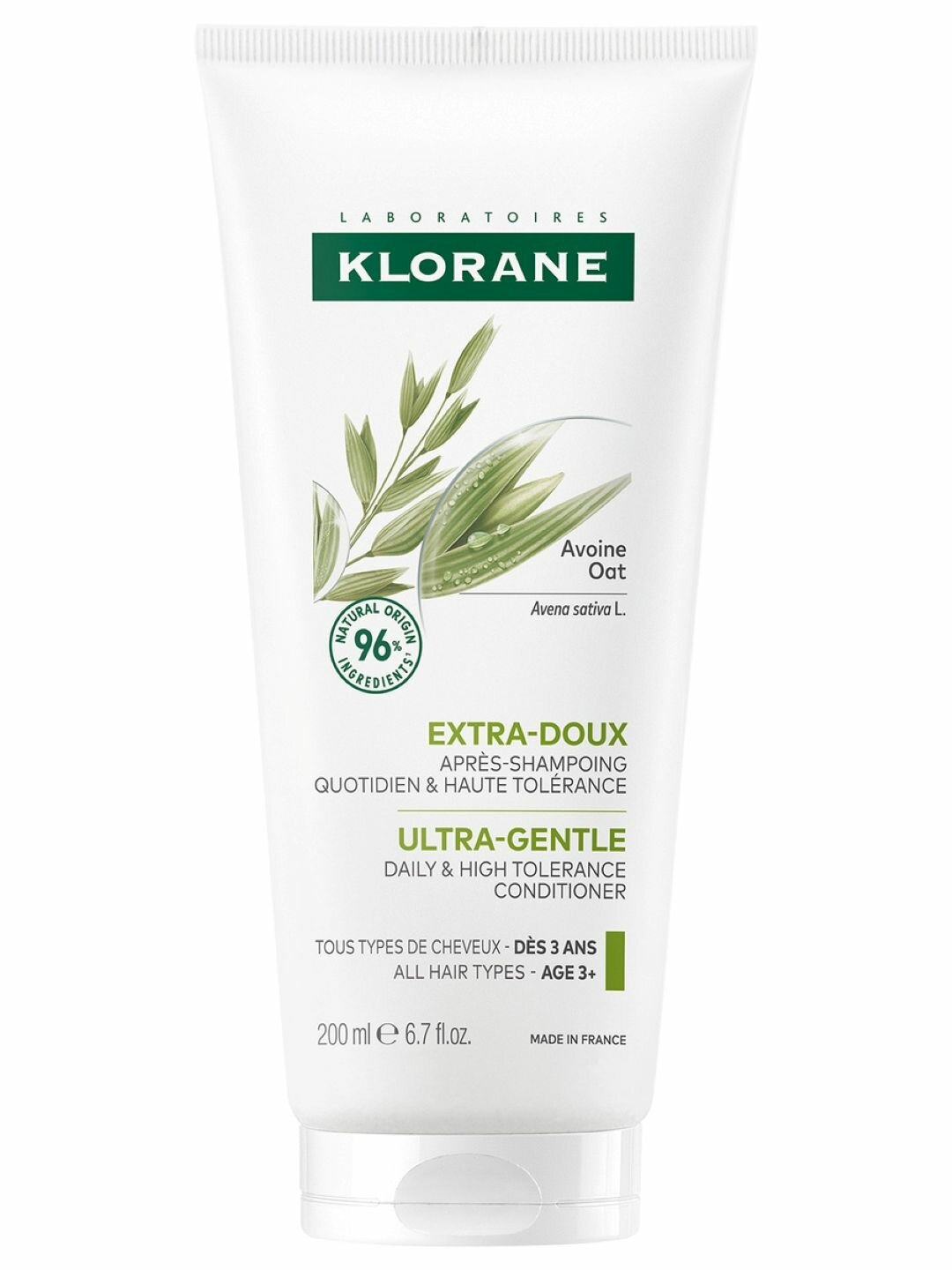 КЛОРАН Сверхмягкий ежедневный бальзам-ополаскиватель с овсом, 200 мл | KLORANE Ultra-Gentle Conditioner