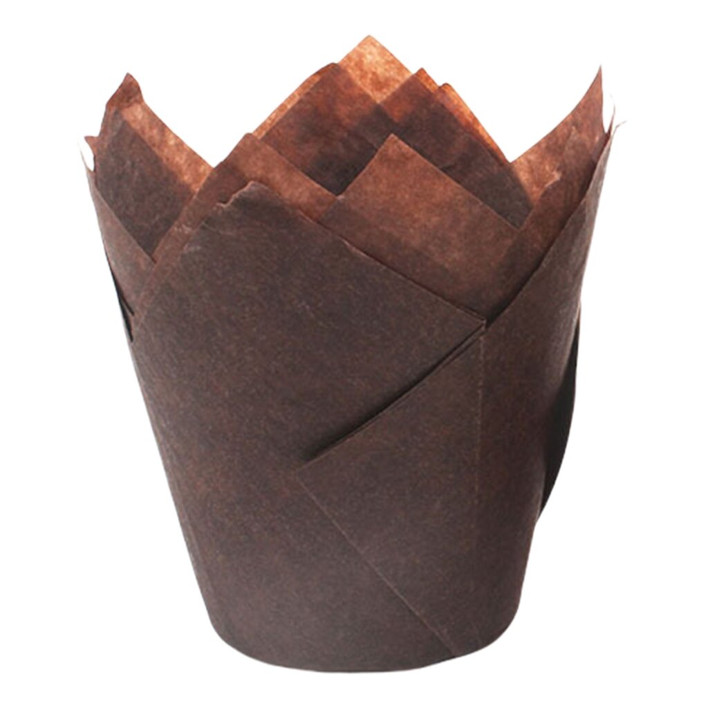 50 шт, бумажные стаканчики для торта "тюльпан"-коричневый