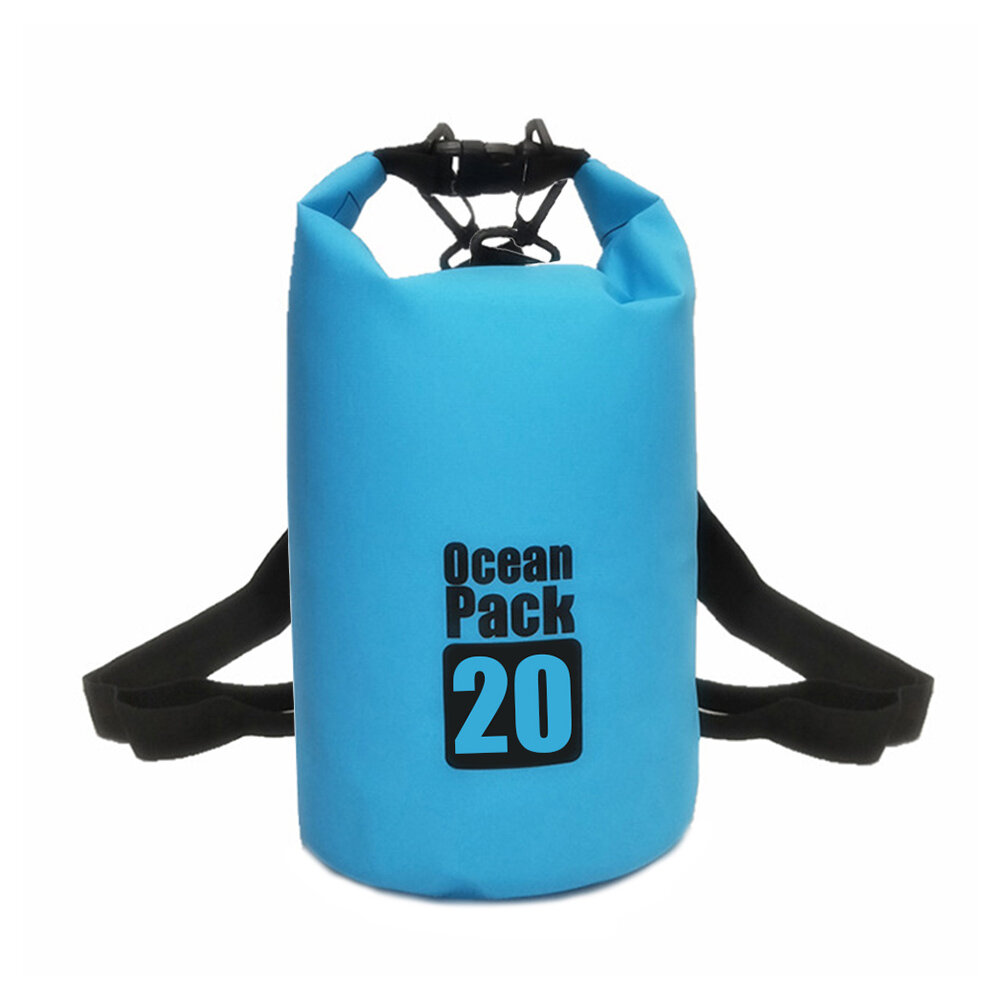 Водонепроницаемый сухой сумка с ремнями из 500D ПВХ для рафтинга, кемпинга, каякинга, плавания, путешествий, цвет: черный/желтый/розовый/зеленый/светло-голубой/оранжевый/темно-голубой, объем: 5L(1 ремень)/10L(1 ремень)/15L(1 ремень)/20L(2 ремня)/30L(2