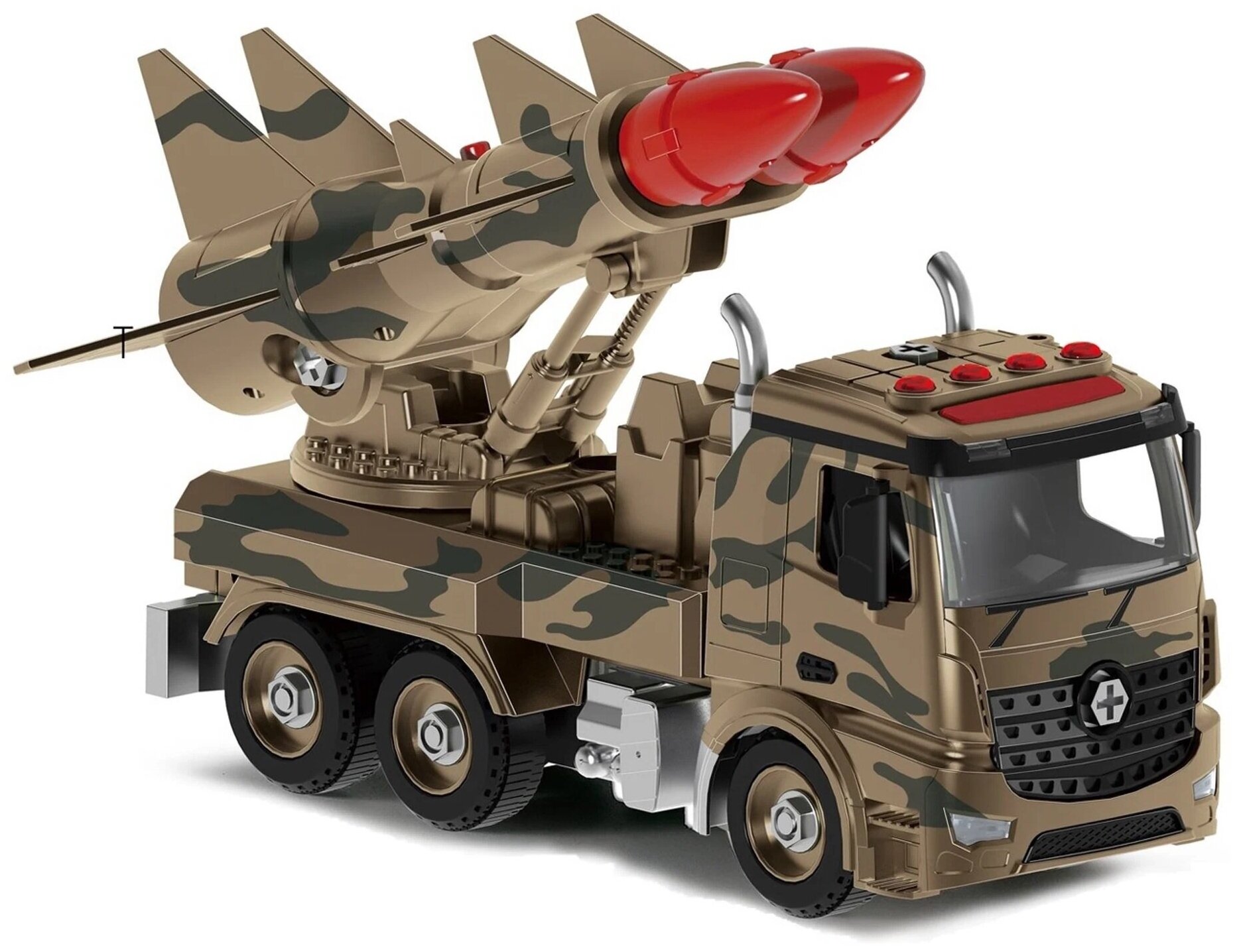 Военная машина конструктор с ракетами 1:22 28мм фрикционная свет звук