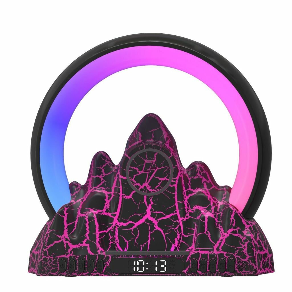 Декоративный Светильник с Динамиком, Прикроватным Беспроводным Зарядным Устройством и Часами