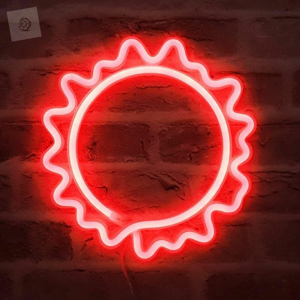 Лампа, с неоном, настенная, питание USB или от батареек, красная