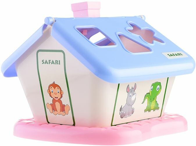 Сортер "Садовый домик Сафари", пластиковая развивающая логическая игрушка для малышей, по методике Монтессори, цвет голубой