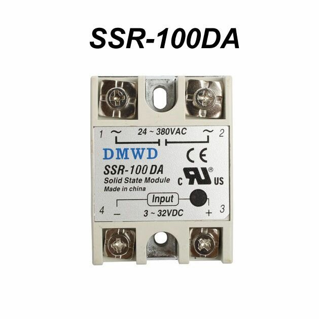 SSR-100DA Твердотельное реле, 100A Однофазный модуль SSR 100DA DC-AC 3-32V 12V DC до 24-380V 220V AC -1 шт.