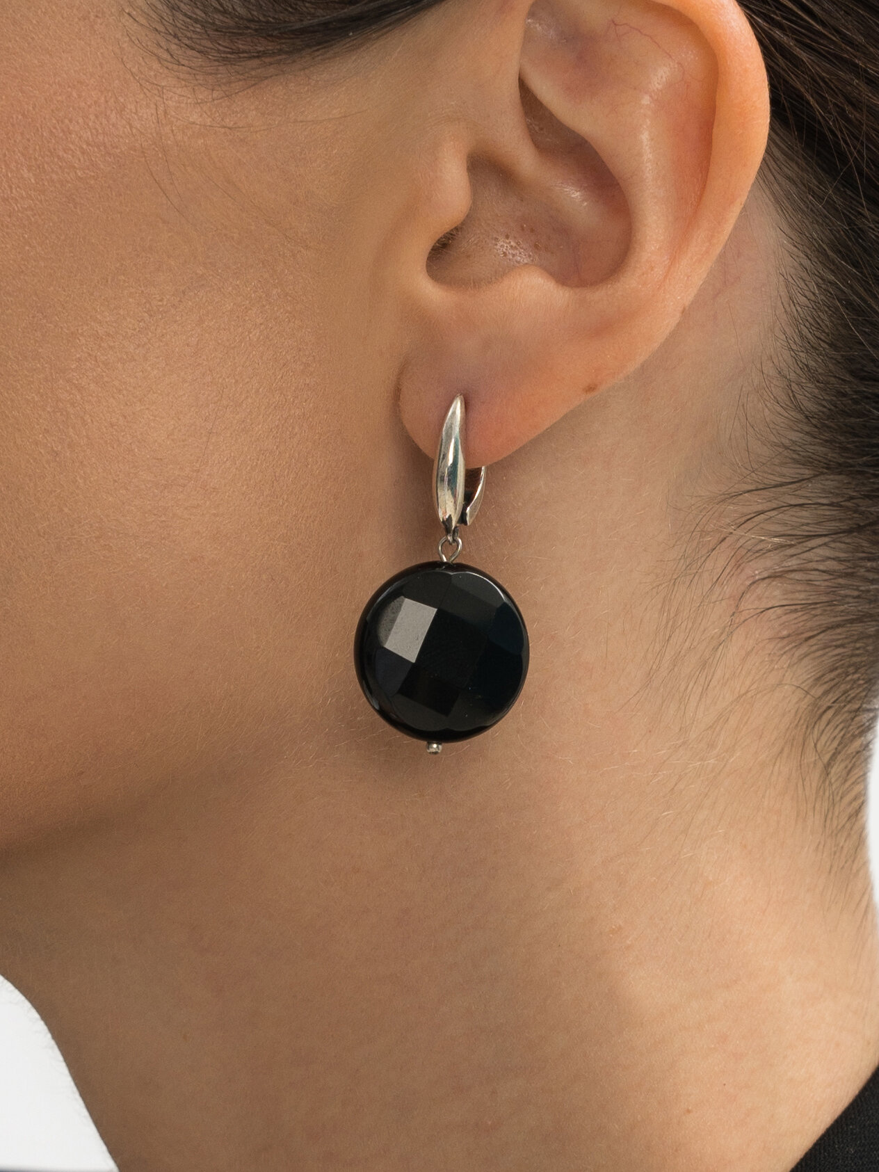 Серьги с подвесками, двусторонние, агат