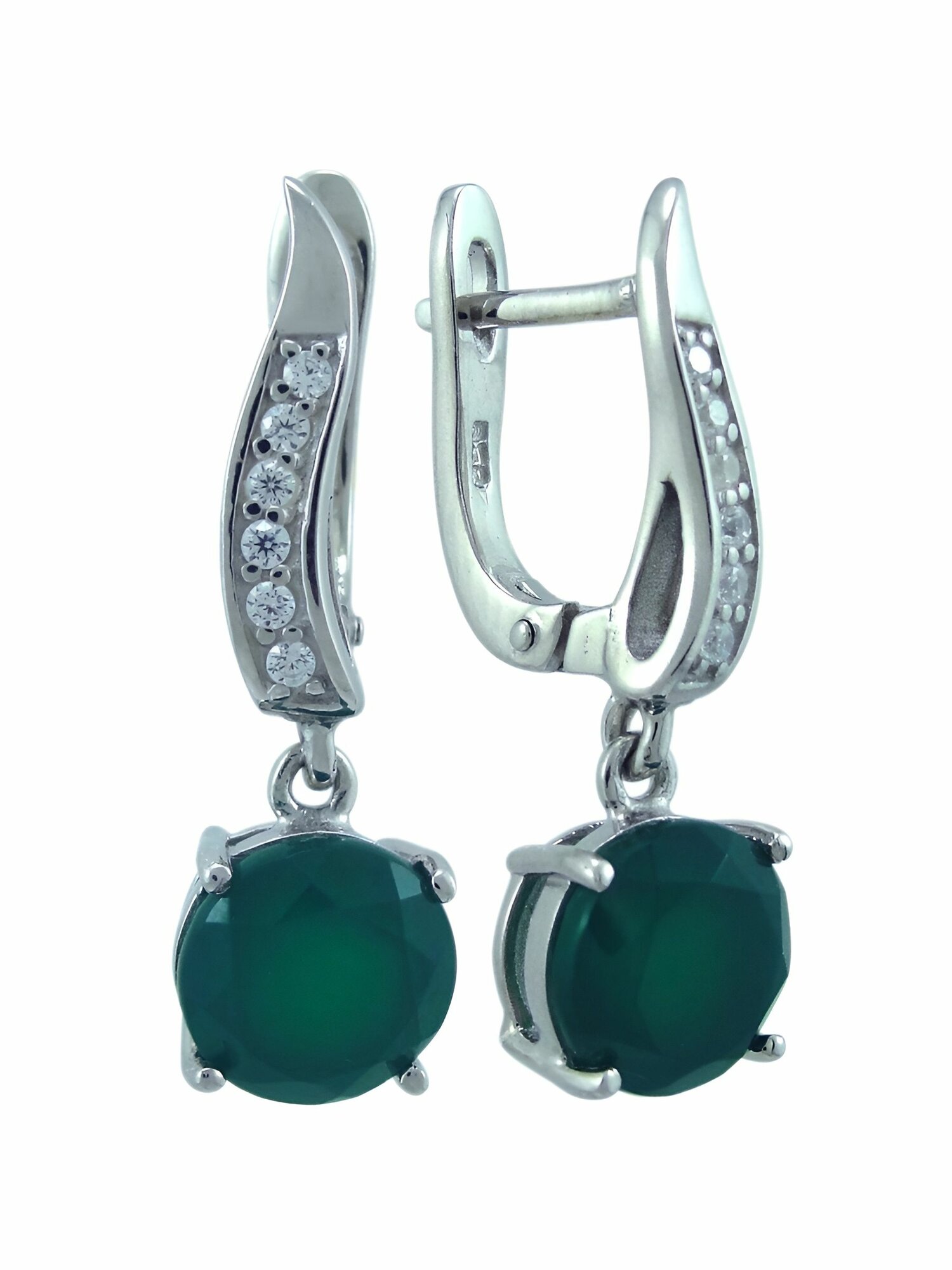 Серьги, серебро, 925 проба, родирование, фианит