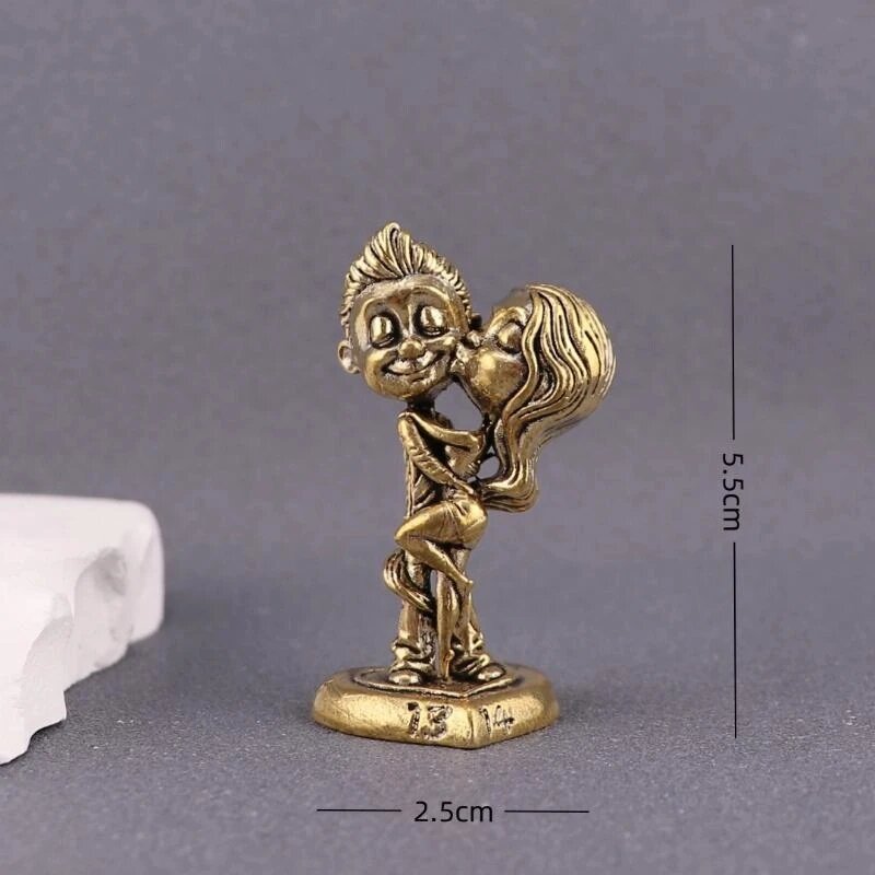1 шт. латунный ретро орнамент для пары, креативный медный орнамент ручной работы, маленькие фигурки, миниатюры, домашний декор