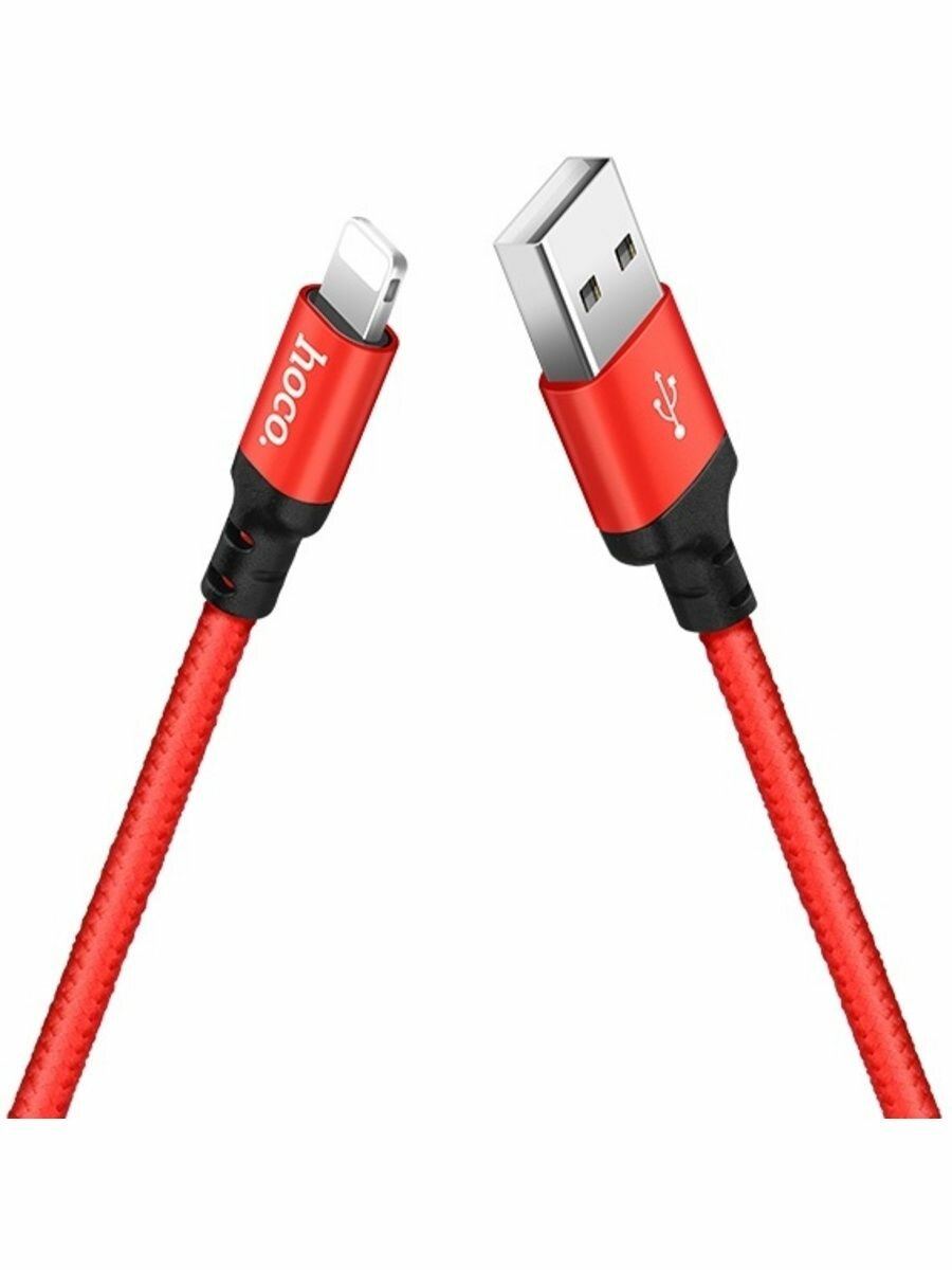 Кабель HOCO X14 USB-8 Pin 1.7A 2.0m красный/черный