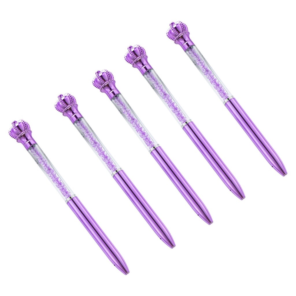 1 набор из 5 шариковых ручек с хрустальной короной-фиолетовый