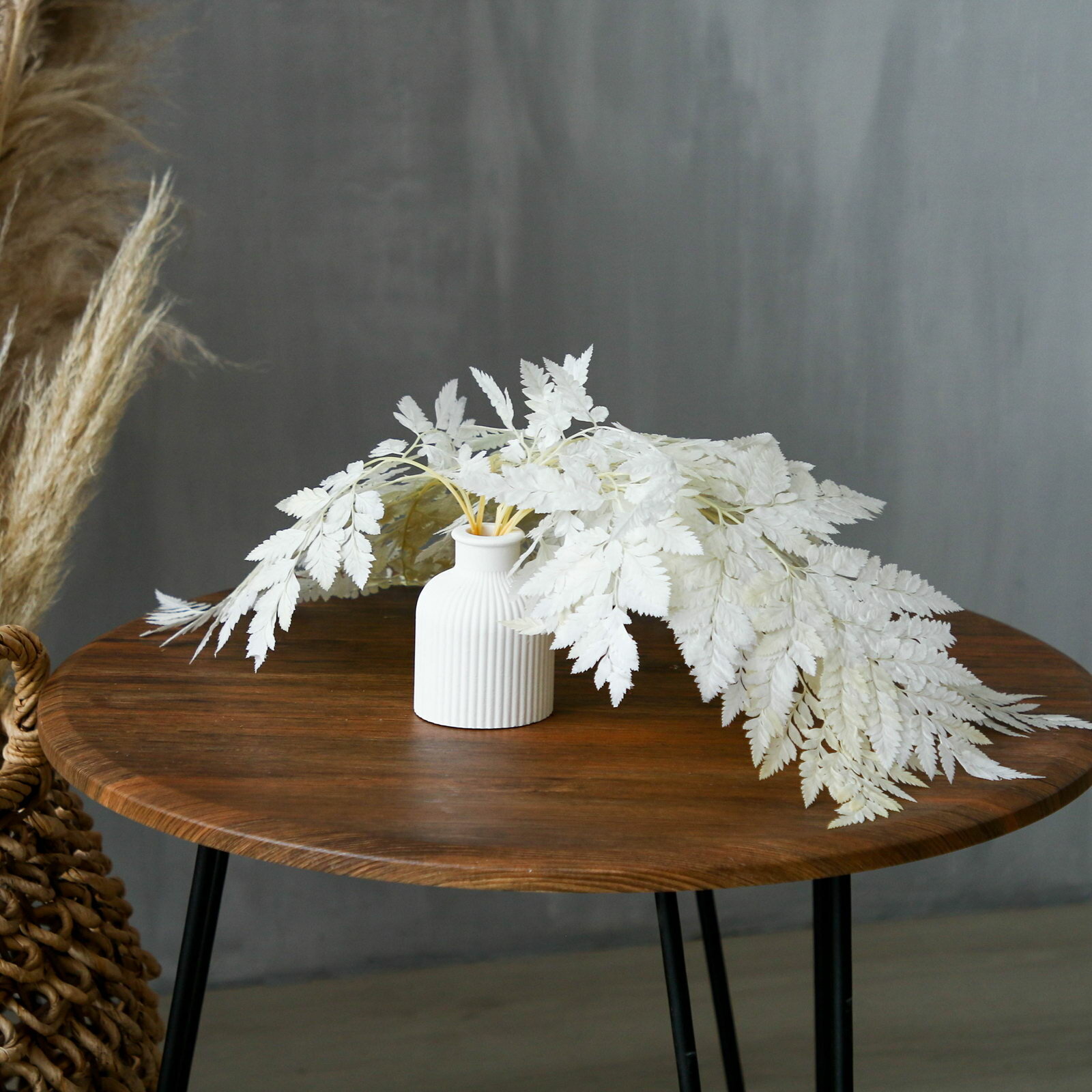 Сухоцвет "Папоротник", белый, 10 шт. в упаковке, вид декора: сухоцветы, листья, плоды растений