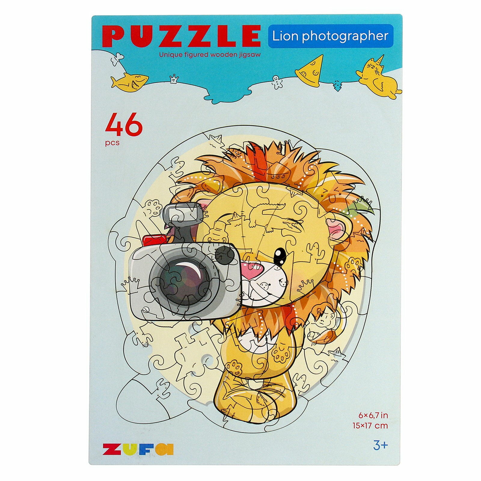 Деревянный пазл "Лев фотограф" S, вид: настольные, возраст: от 3 лет