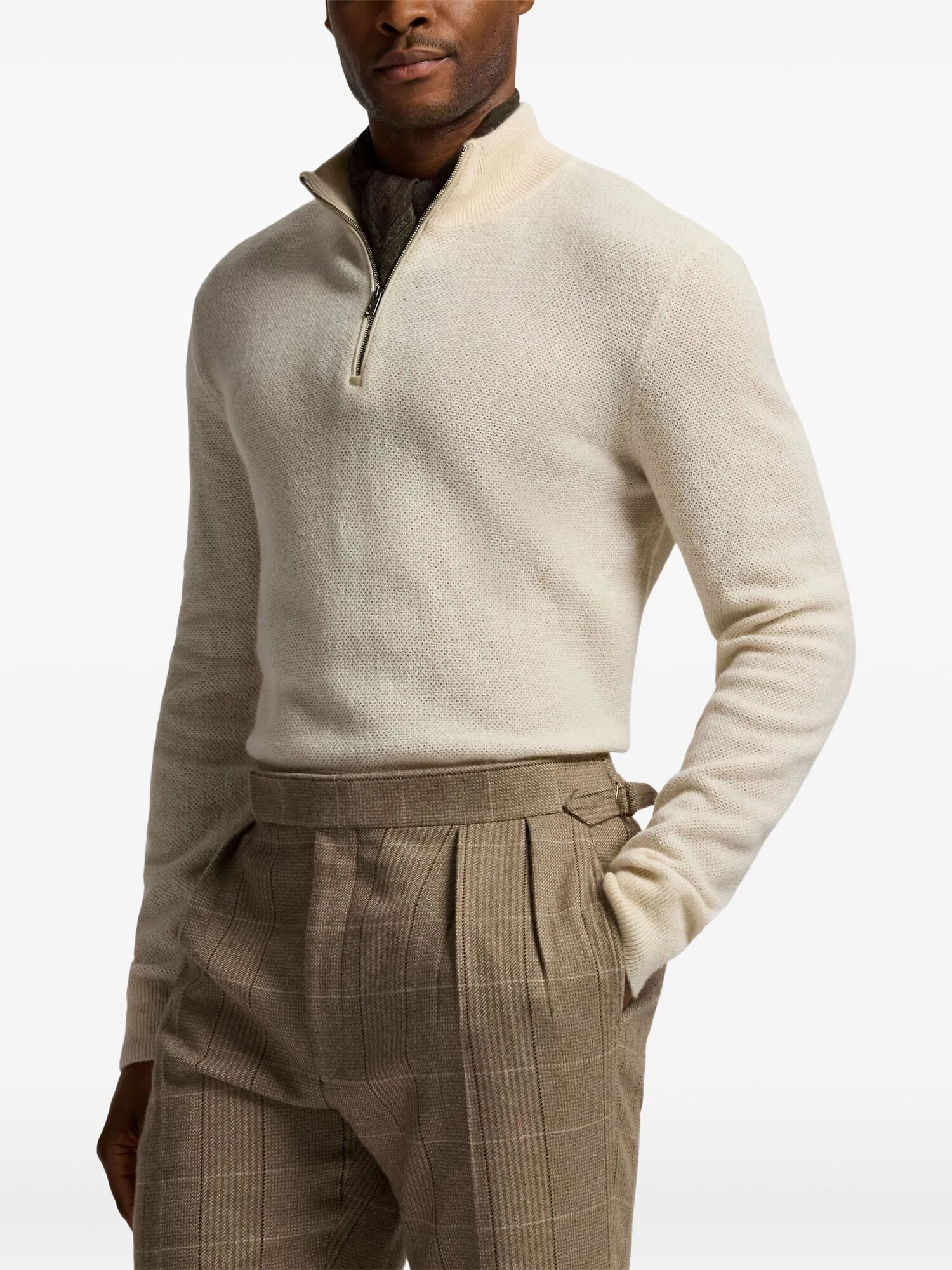 Свитер Ralph Lauren Purple Label Half-zip cashmere sweater, размер L, , разноцветный — фото 1