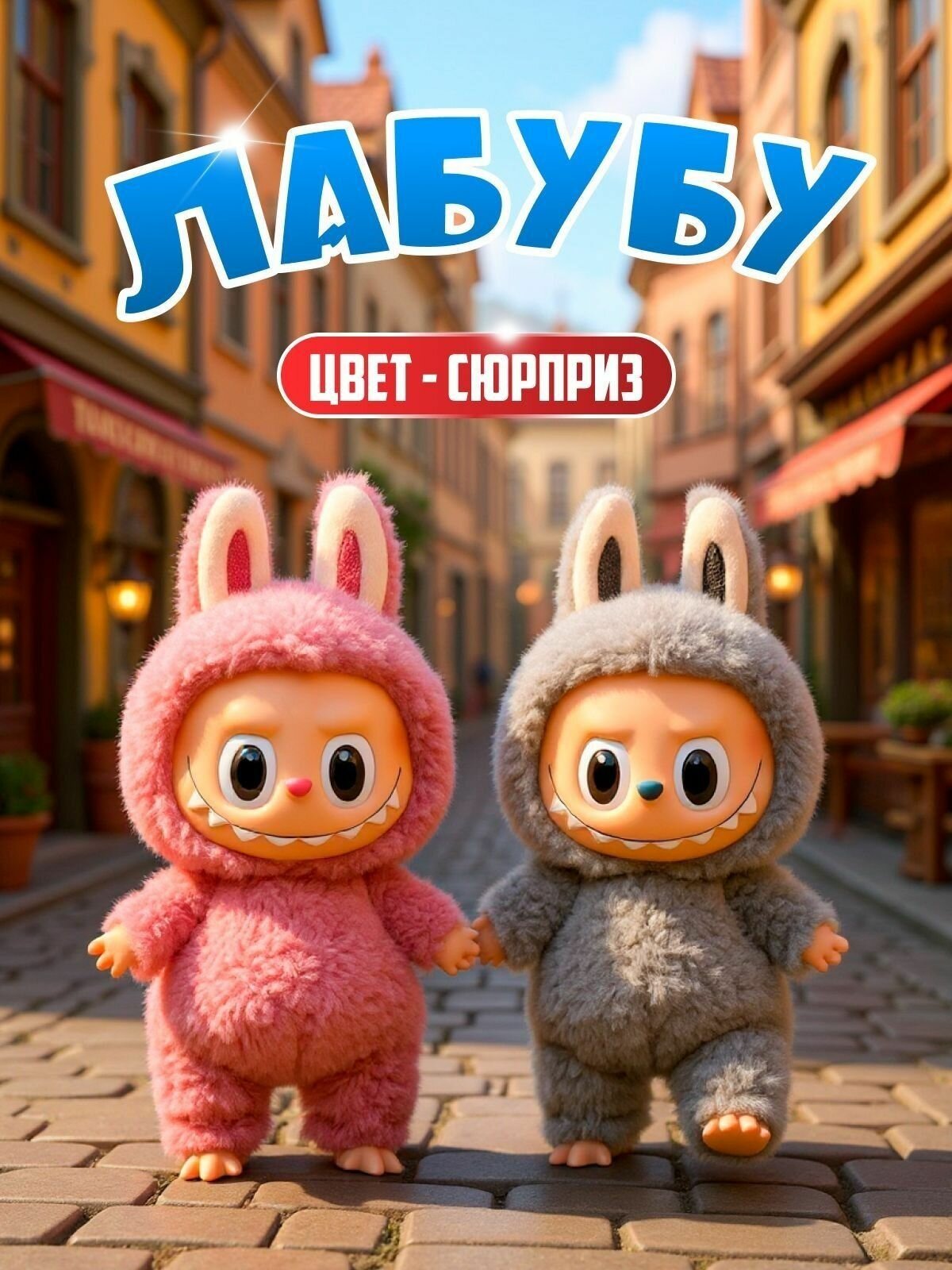 Брелок-игрушка "Лабуба", пластик, текстиль, высота 17 см, цвет белый