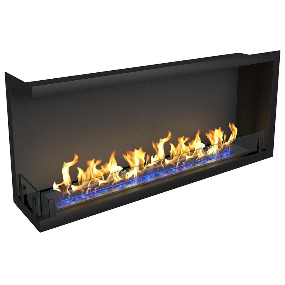 Биокамин Zefire Standart 1100, угловой, левый, закаленное стекло и нержавеющая сталь