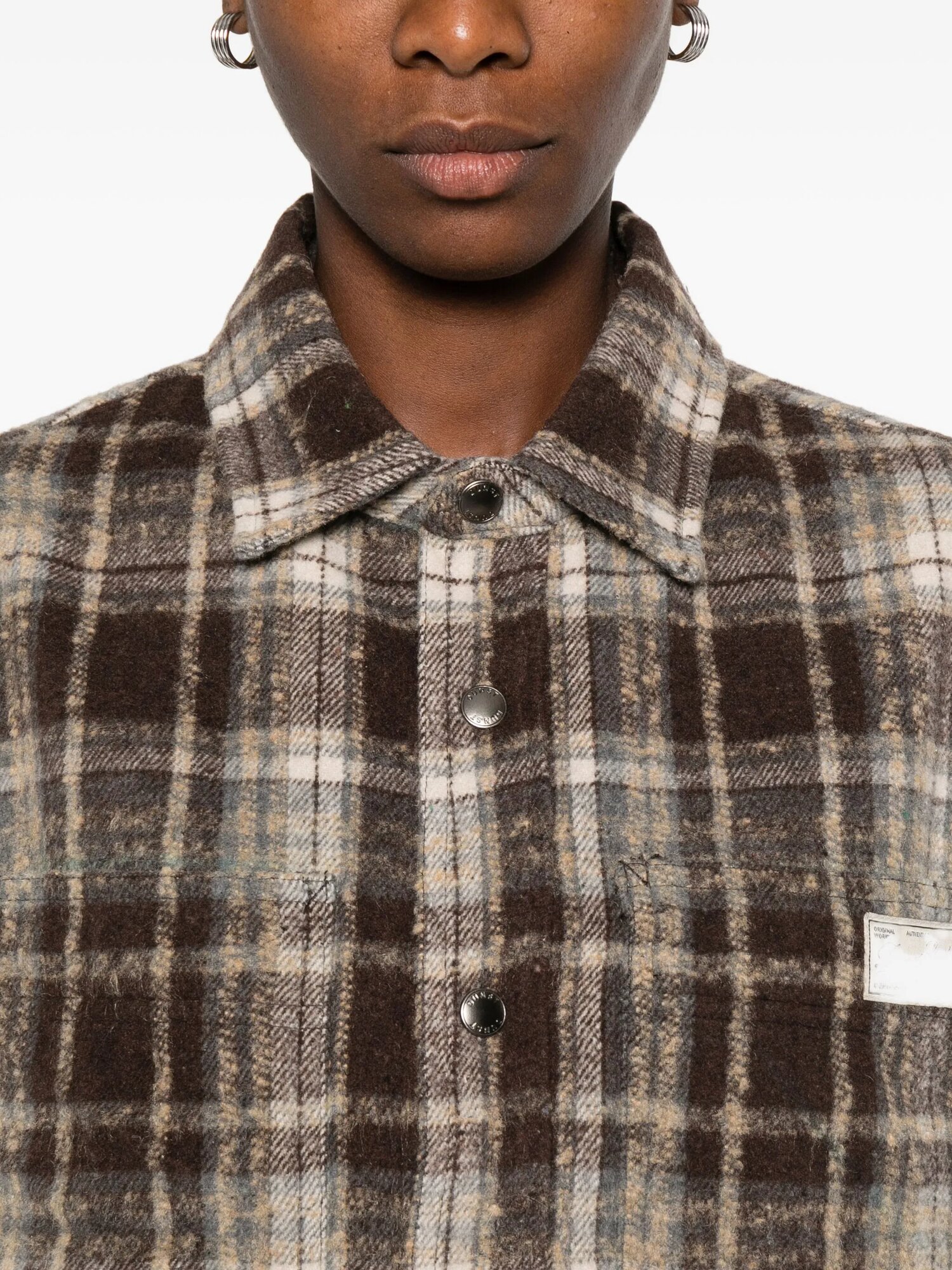 Рубашка Dunst Checked patch-pocket shirt, размер M — фото 1