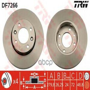 Диск тормозной передний kia carens TRW арт. df7266
