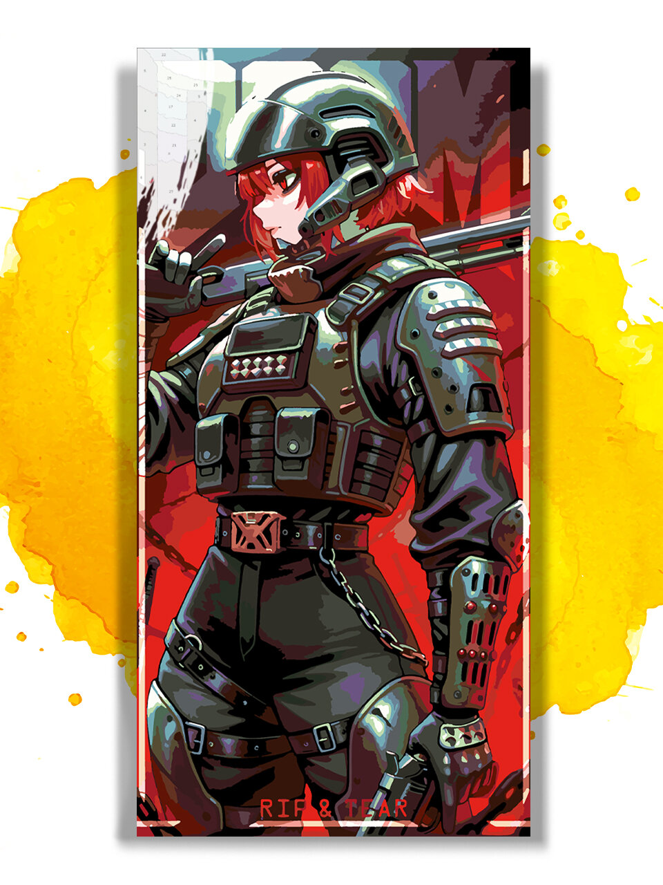 Картина по номерам на холсте DOOM Slayer Girl, 30 х 60 см