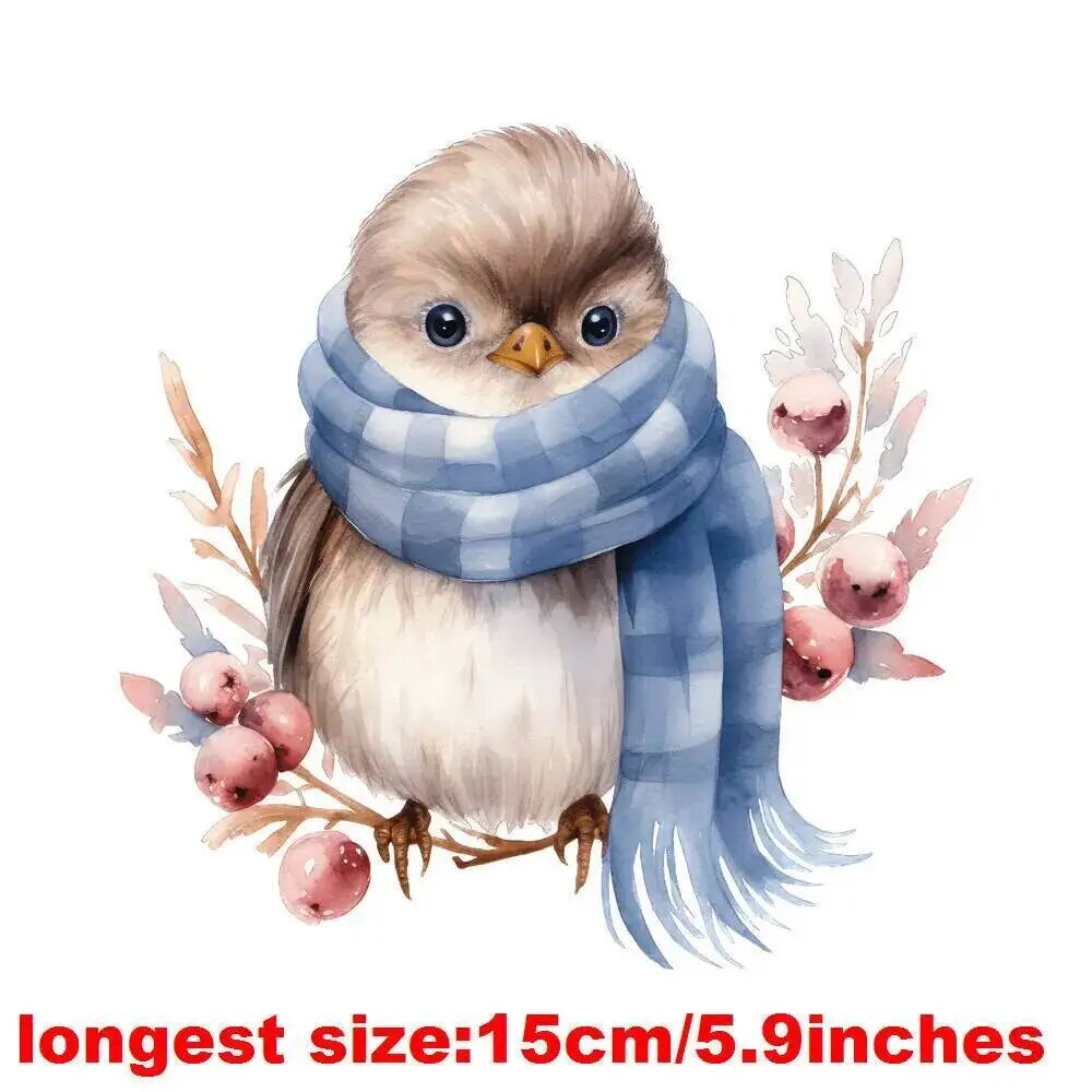 Детские мультяшные птицы в шарфе DTF нашивки 15см YTH0189-13