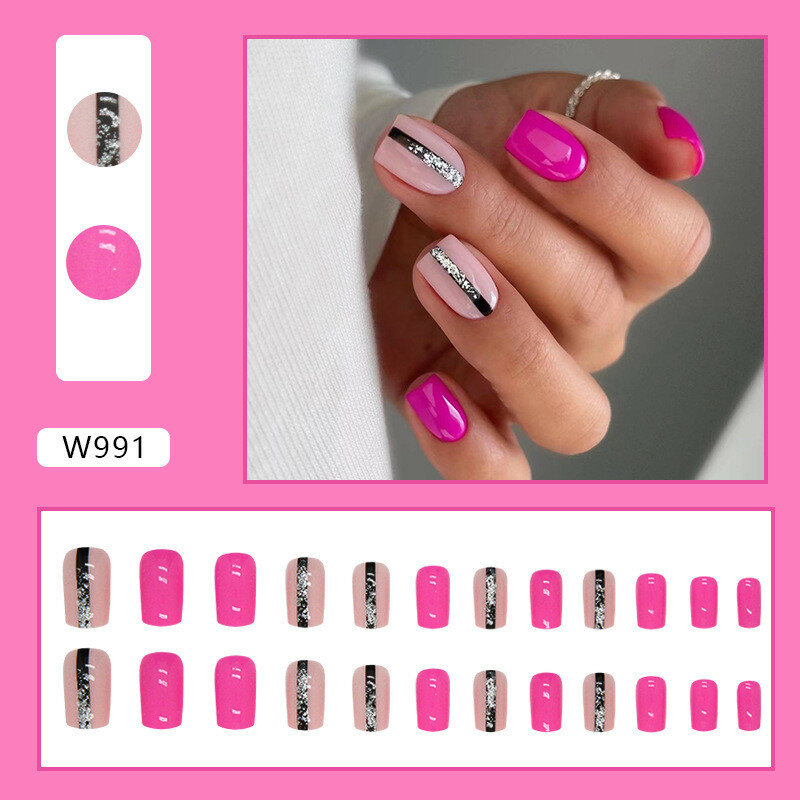 Красивые сладкие и стильные искусственные ногти с иридесцентными цветами, идеальные для любого случая, розовый Барби