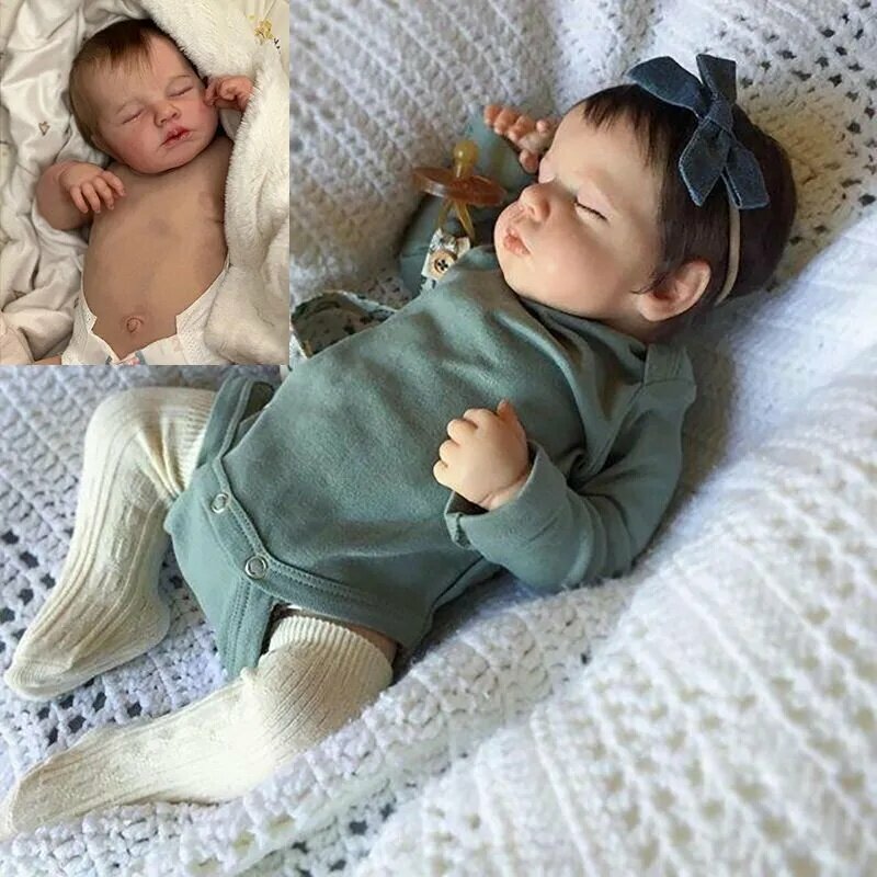50 см Силиконовая кукла Реборн LOULOU, Спящий малыш, Reborn Девочка
