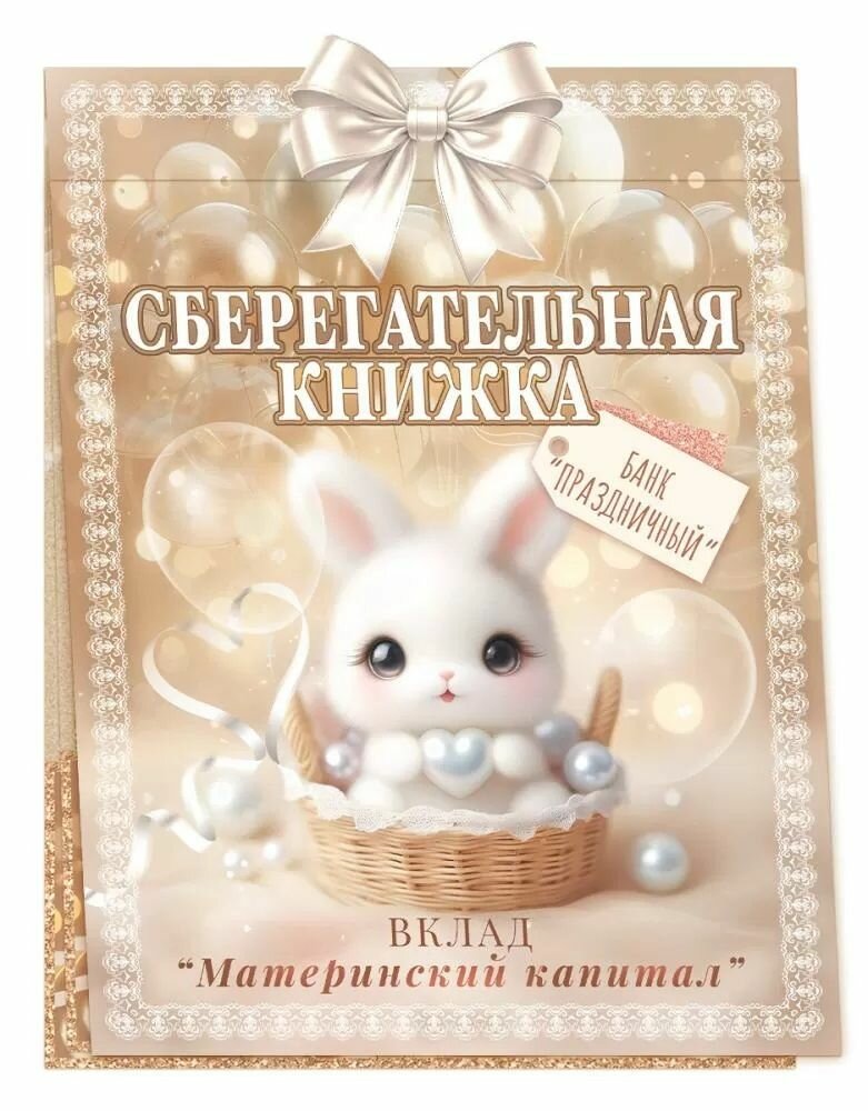 Открытка-конверт для денег Горчаков Сберегательная книжка, Вклад "Материнский капитал", 16,3х21,5 см