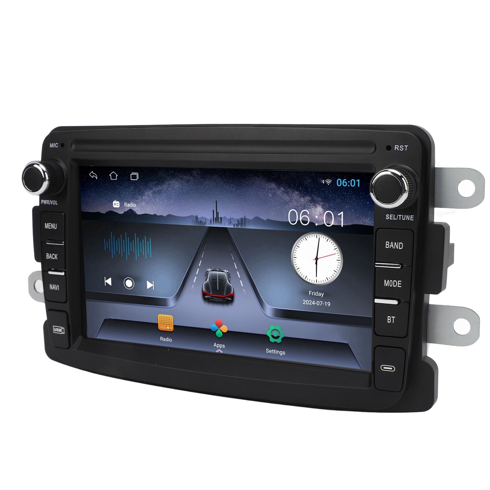 Автомобильная стереосистема 7-дюймовый сенсорный экран для Carplay Беспроводная GPS-навигация Bluetooth WiFi Изображение заднего хода для Duster Logan Sandero