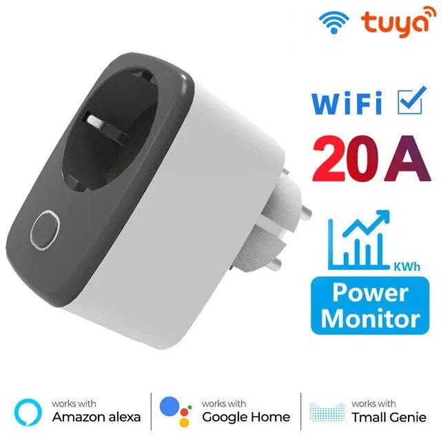 Умная Розетка Tuya EU 16A/20A С Мониторингом Энергопотребления, Голосовым Управлением, Совместимая С Alexa, Google Home, Алиса