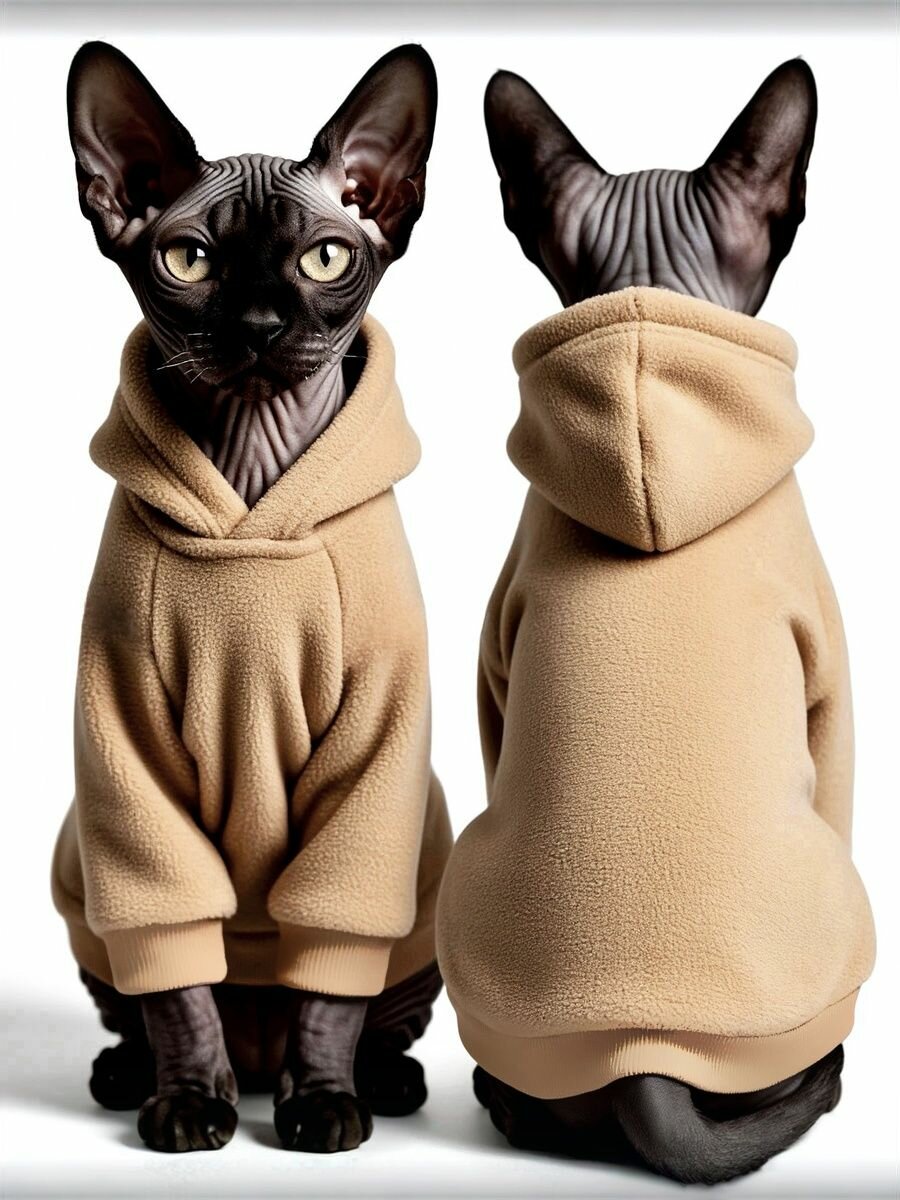 Толстовка Mon Pompon L, для кошек и собак, с флисовой подкладкой, бежевая