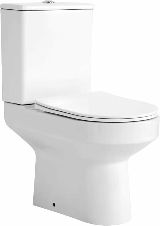 Унитаз-компакт напольный WesnaArt Eko 101-EKO05 с микролифтом, безободковый, фарфоровый, антивсплеск, белый, с нижним подводом овальный