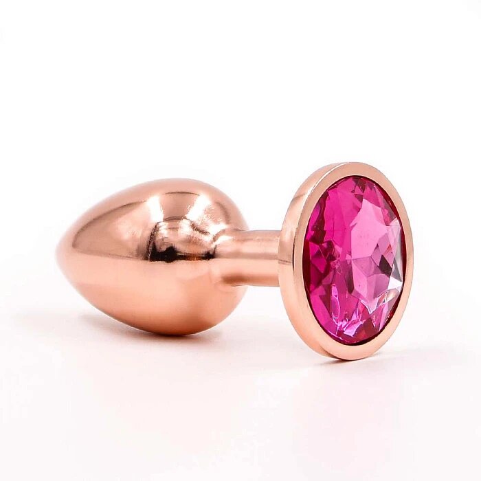 Бронзовая анальная пробка «LaViba» с малиновым кристаллом, размер S