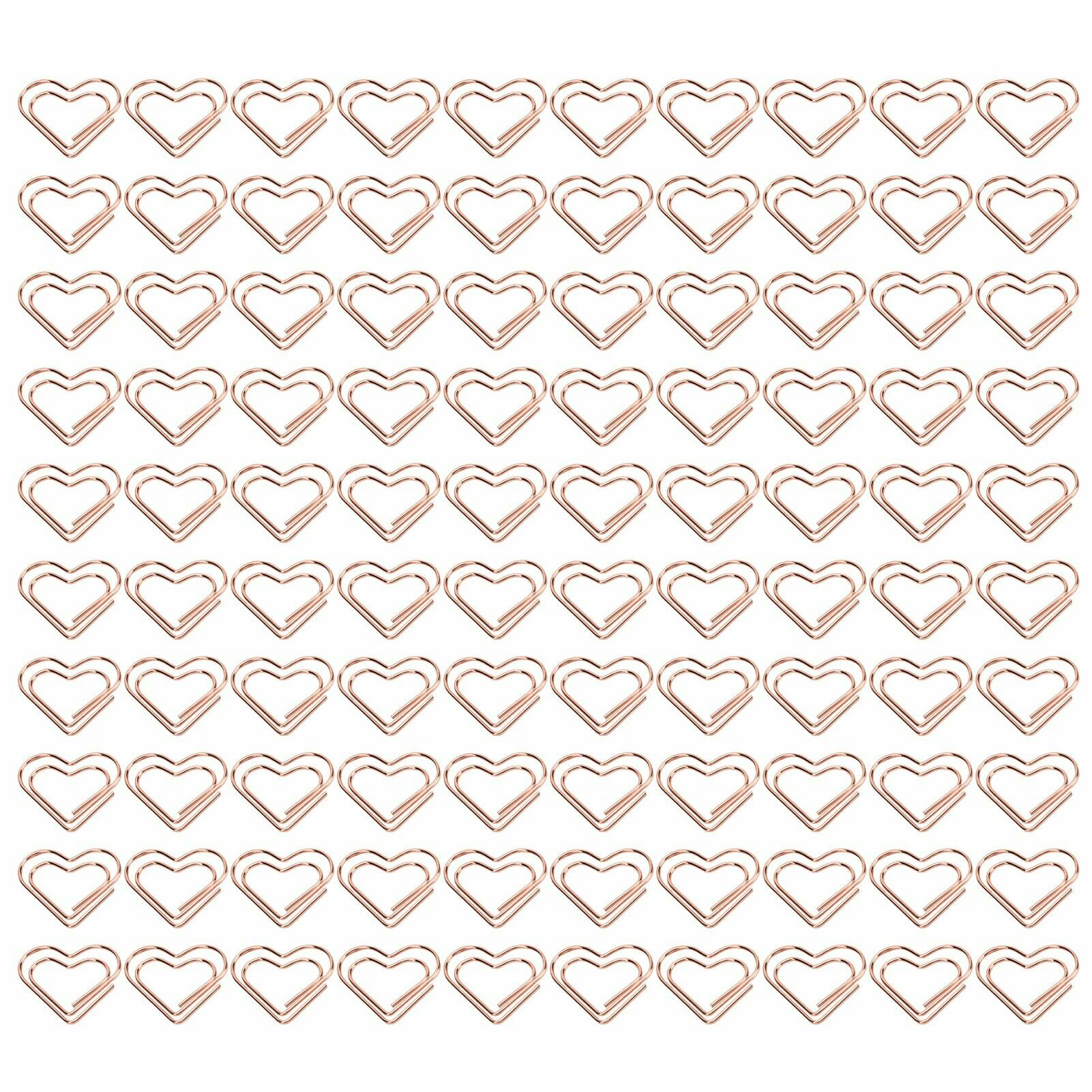 100 шт. скрепки-сердечки розовое золото с коробкой